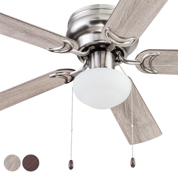 44 Inch Traditional Flush Mount Indoor LED Ceiling Fan with Light, Pull ...