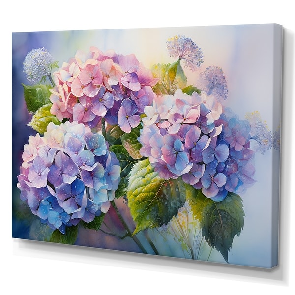 Designart "Pink And Purple Hydrangea Sunset " Hydrangea Wall Art - Bed ...