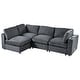 Modular Sofa with Charging Ports & Bluetooth Speaker, 4 Seat Straight ...