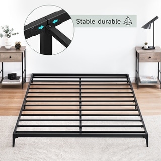 6 Inch Low Full Bed Frame, Heavy Duty Metal Mattress Foundation ...