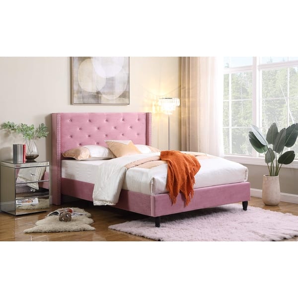 Queen_Pink Platform Bed - Bed Bath & Beyond - 38140137