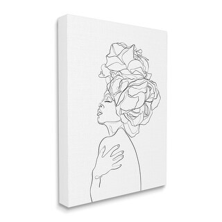 Stupell Woman Slouching with Headwrap Minimalism Linework Canvas Wall ...