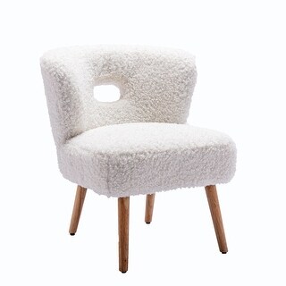 Faux Fur Accent Chair Lambskin Sherpa Upholstery Seat Open Back Chair ...