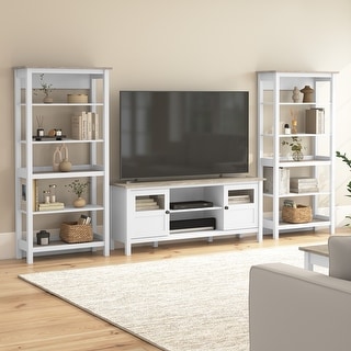 Bush Furniture Mayfield Farmhouse 60W TV Stand with Bookcases. - Bed ...