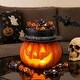Halloween Pumpkin Candy Bowl with Witch Hat, Light Up Jack O Lantern ...