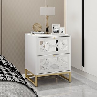 Nightstand Set of 2 Mirrored Side Table Storage End Table - Bed Bath ...