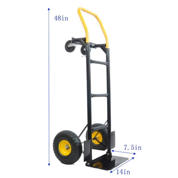 Hand Truck Dual Cart 4 Wheel Push Cart with Swivel Wheels 330 Lbs ...