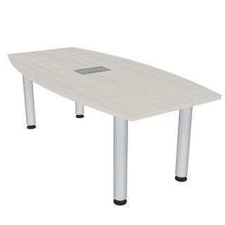 3X5 Boat Shaped Conference Table With Silver Post Leg Power And Data ...