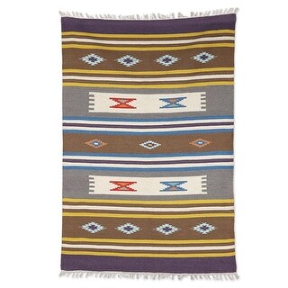 Novica Handmade Lively Purple Wool Area Rug (4X6) - 2' x 6' Runner ...