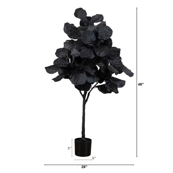 4-ft Artificial Halloween Black Fiddle Leaf Tree - Bed Bath & Beyond ...
