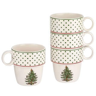 Spode Set of 4 Christmas Tree Polka Dot Stackable Mugs - Bed Bath ...