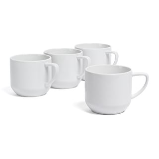 over&back Coupe 14oz Glossy White Porcelain Mugs, Set of 4 - Bed Bath ...