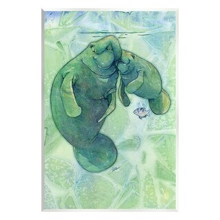 Stupell Green Manatees & Fish Wall Plaque Art Design by Steve ...