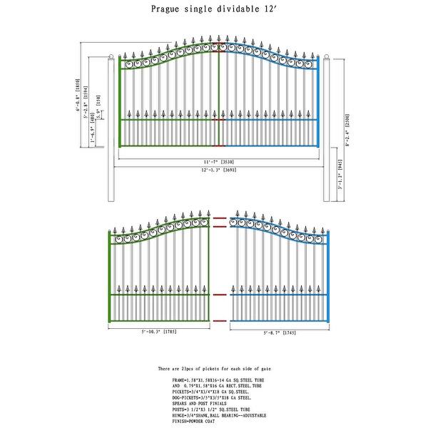ALEKO Steel Single Sliding 12 ft Driveway Gate Prague Style Black - Bed ...