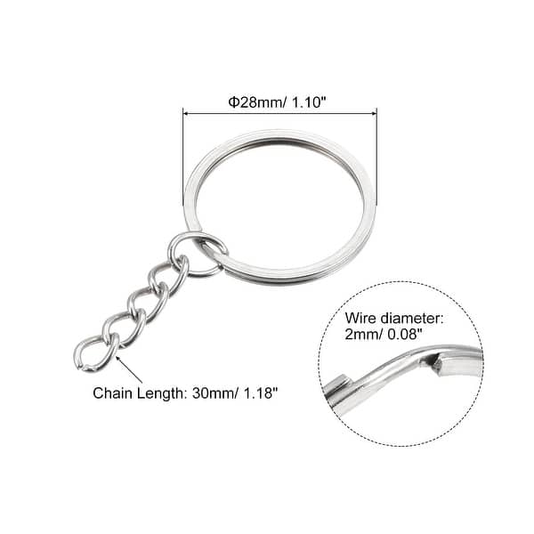 Split Keychain Rings, 2x27mm Round Flat Key Holder with Chain 12Pcs ...