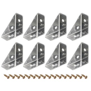 8Pcs Angle Corner Brackets Braces Joining Support with Screws Silver ...