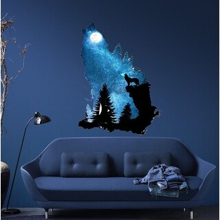 Wolf Howling at the Moon Wall decal, Modern wall art, sticker - Bed ...