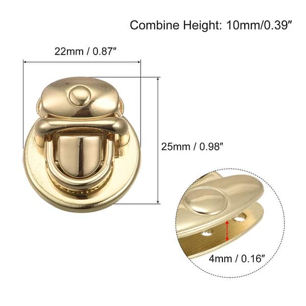 Turn Lock Clasp 25mm x 22mm Alloy Purse Closure Twist Lock 4Pcs - Light ...