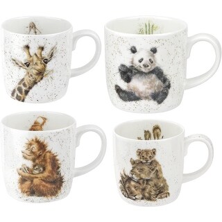 Royal Worcester Wrendale Designs Mug Set of 4 Assorted Zoo Animals ...
