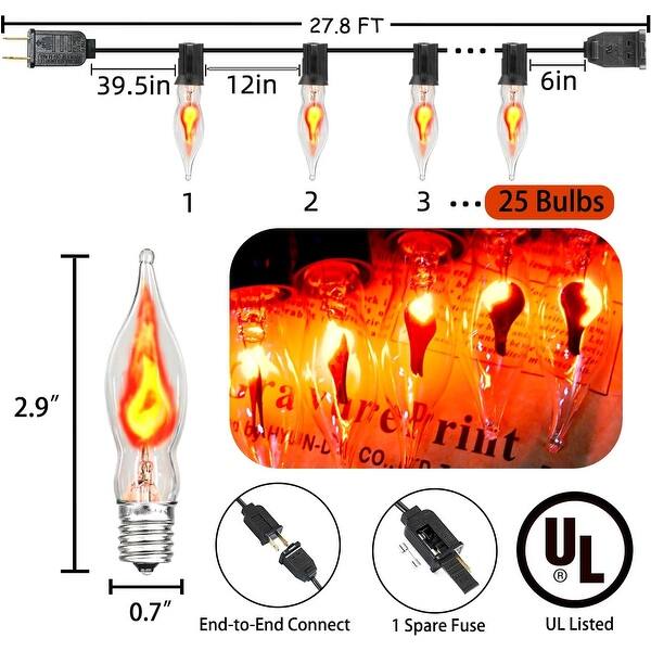 Halloween Flame Lights Flickering Flame String Lights - 2 Pack - Bed ...