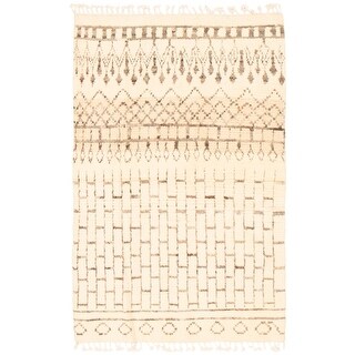 ECARPETGALLERY Hand-knotted Pak Finest Marrakesh Cream Wool Rug - 3'9 x ...