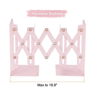 Retractable Slash Stripe Bookend for Study Room Library Office, Pink ...