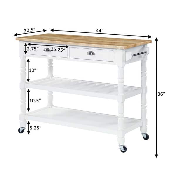 Convenience Concepts French Country 3 Tier Butcher Block Kitchen Cart ...