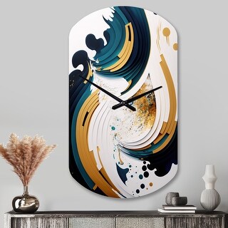 Blue And Gold Modern Art Abstract Painting VII - Abstract Wall Clock in ...