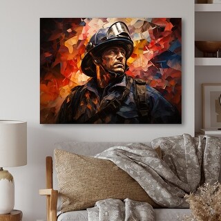 Designart "Fireman Portrait I" Fireman Metal Wall Decor - Bed Bath ...