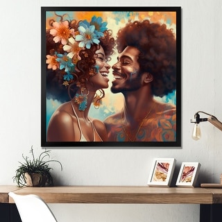 Designart "Beautiful Black Couple In Love I" Romantic Framed Wall Art ...