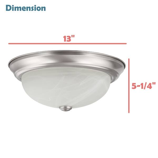 2Lt Flush Mount Ceiling Light Fixture,Brushed Nickel,White Alabaster ...