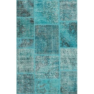 Ahgly Company Machine Washable Contemporary Teal Green Area Rugs - Bed ...