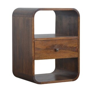 Artisan Furniture Solid Wood Curved Dark Walnut Nightstand - Bed Bath ...