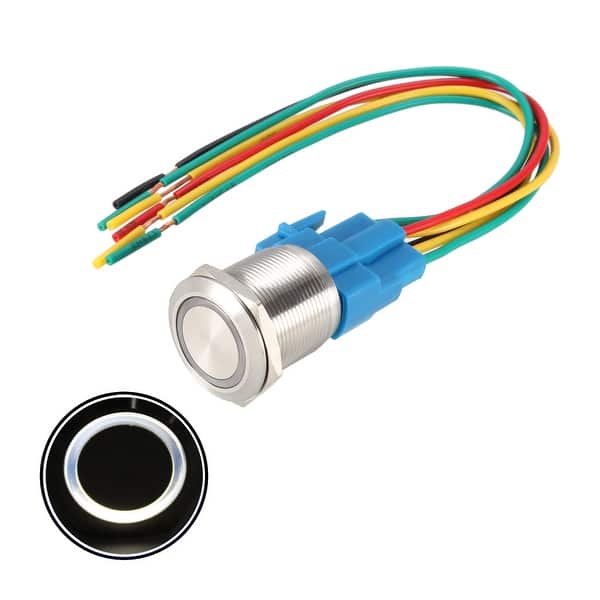 Latching Push Button Switch 22mm Mounting 1NO 1NC 12V White LED with ...