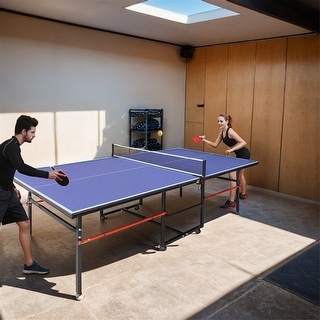 8ft Mid-Size Table Tennis Table Foldable &Portable Ping Pong Table Set - Bed Bath & Beyond ...
