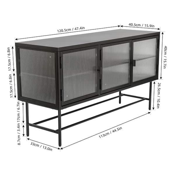 Retro Style Entertainment Center TV Stand with Reeded Glass Design ...