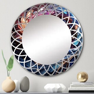 Designart "A Colorful Swirly Swirl" Abstract Spirals Modern Wall Mirror ...