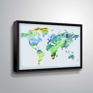 Gentle Blue World Map by Irina Sztukowski Gallery Wrapped Floater ...