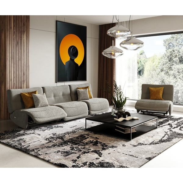 Divani Casa Basil Modern Grey Fabric Large Sofa With 3 Electric ...