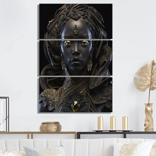 Designart "Close-Up Black And Gold African Goddess VII" African ...