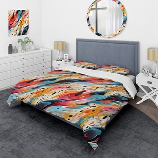 Designart "Multicolor Popart Playful Matrix II" Modern Bedding Set With ...