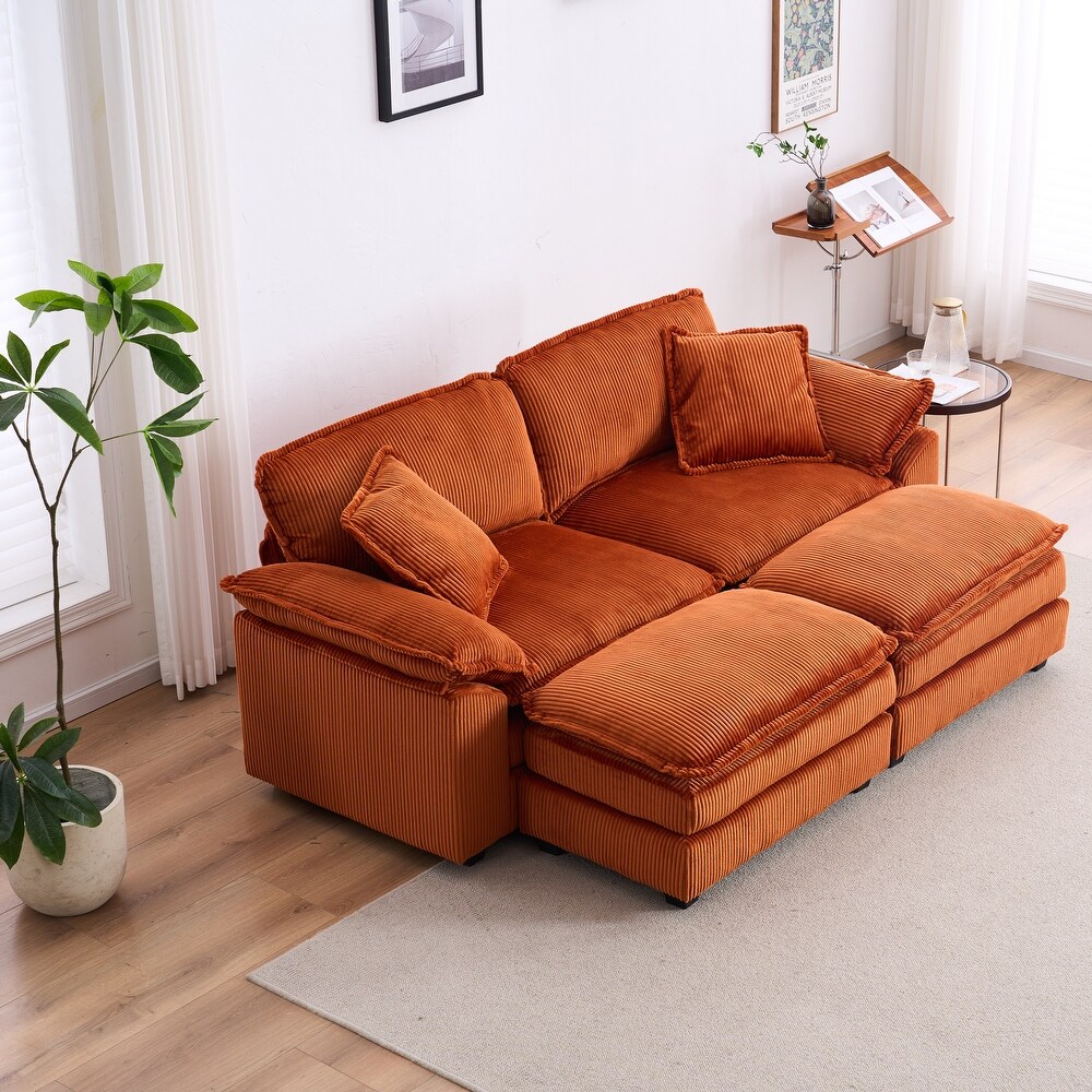 Orange corduroy couch store