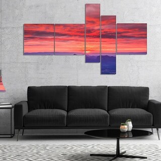 Designart "First Light Morning Sunrise" Skyline Photography Canvas Art ...