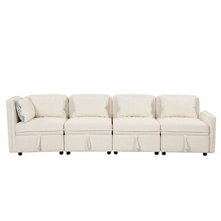 123 inch Convertible Modular Sofa, 4 Seater Chenille Fabric Sectional ...