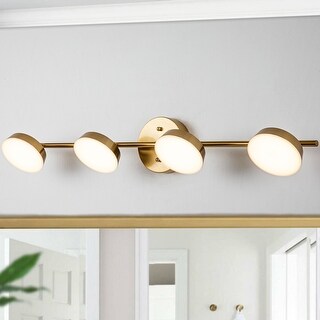 4-Light Antique Brass LED Vanity Light Track Lighting Kit with ...