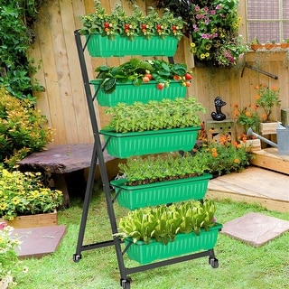 Vertical Raised Garden Bed 5 Container Boxes Planter Rolling Planter ...
