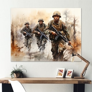 Designart "Military Soldier Combat Camaraderie " Military Wall Art ...