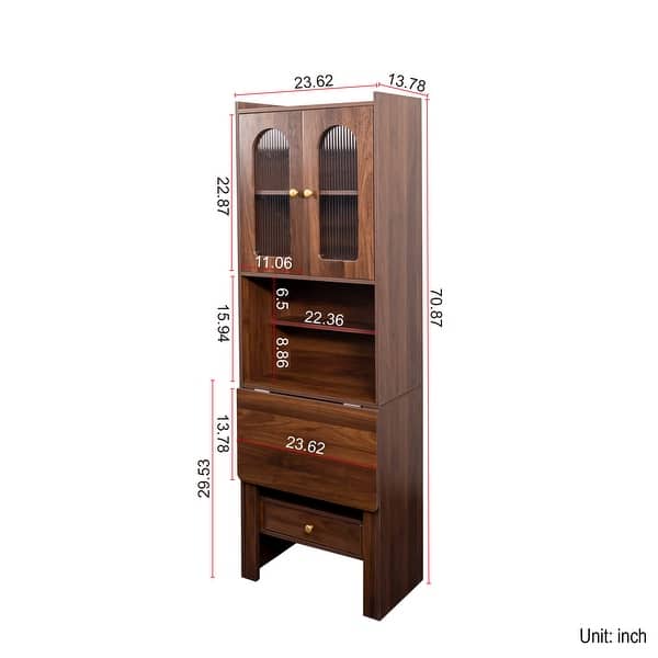 Fold-Out Convertible Writing Table,Desk Cabinet with shelf and drawer ...