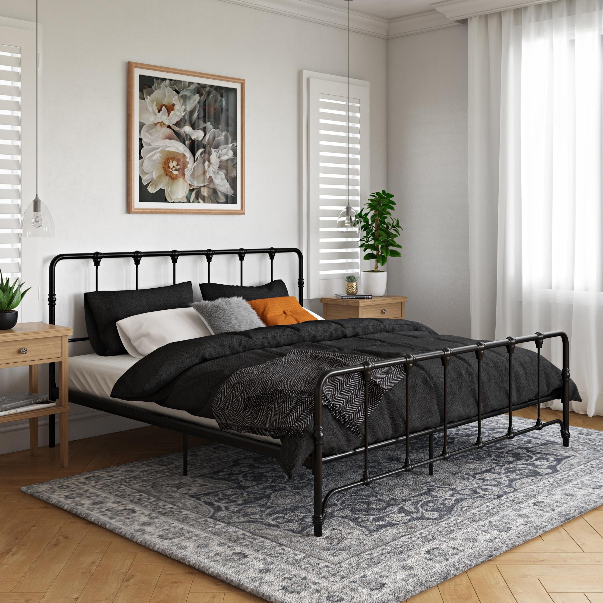 Black farmhouse metal bed store