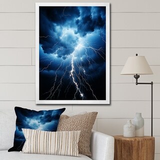 Designart "Lightning Ethereal Lightning I" Lightning Framed Canvas Art ...